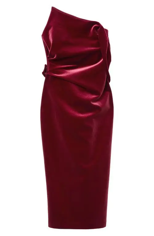 REISS Dasha Strapless Velvet Midi Dress