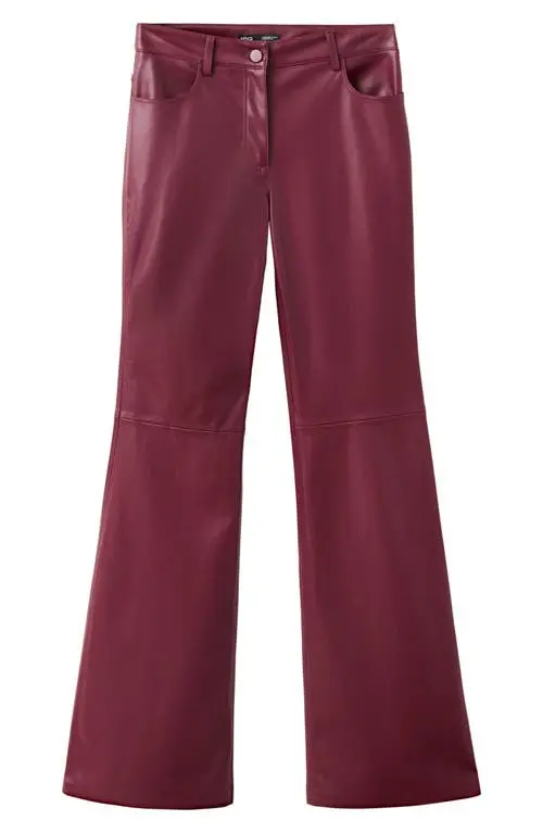 Mango Faux Leather Flare Pants - Red