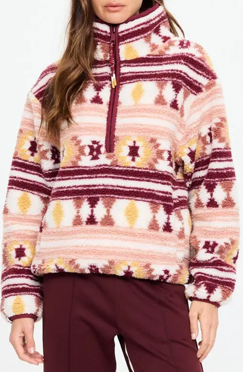 The Upside Harlow Fleece Quarter Zip Pullover - Abstract