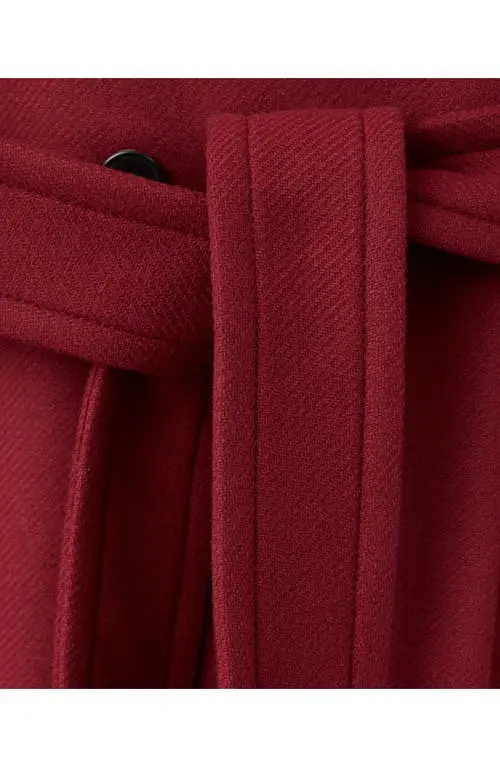 Mango Sirenita Belted Wool Blend Coat - Red