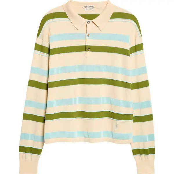 JW Anderson Textured Stripe Long Sleeve Rugby Polo