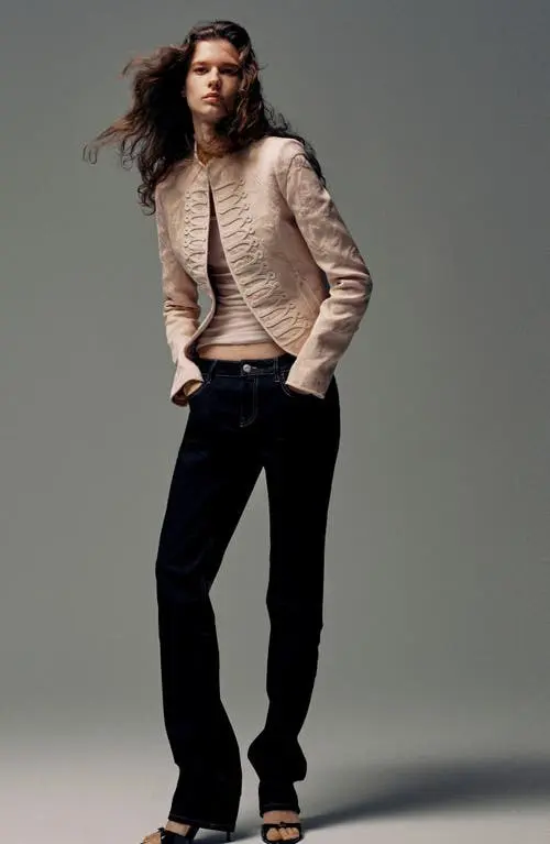 Mango Floral Jacquard Jacket