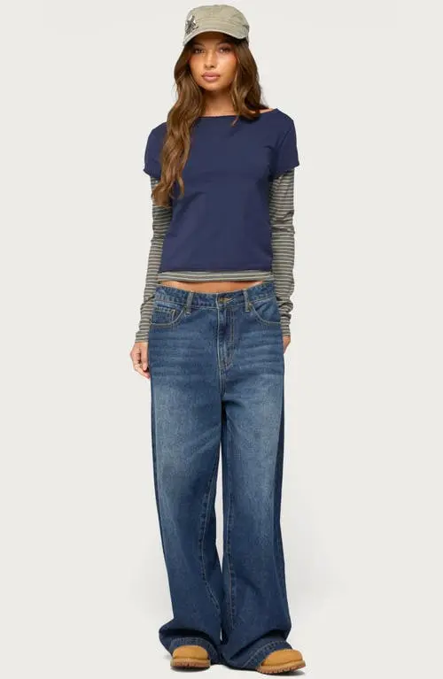 EDIKTED Layered Striped Long Sleeve T-shirt