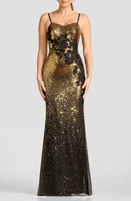 Dress The Population Giovanna Sequin Sleeveless Mermaid Gown - Gold Multi