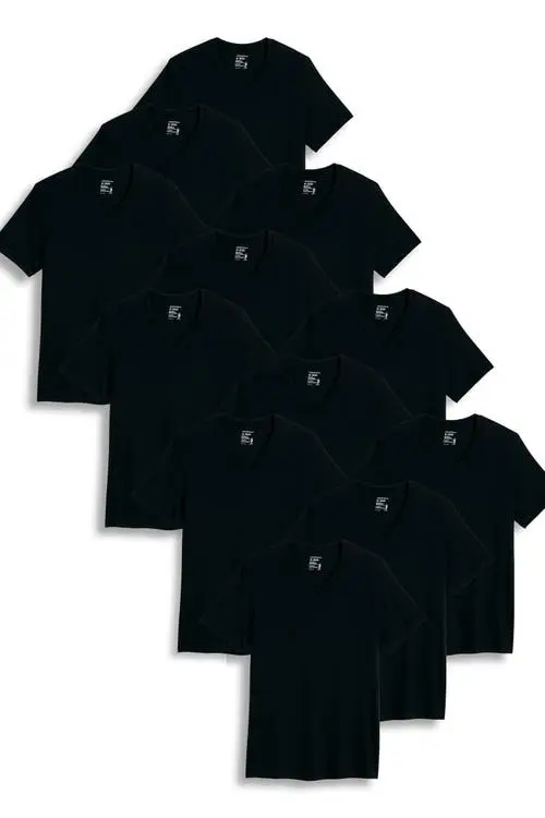 JOCKEY 100% Cotton Classic V-neck Undershirt12 Pack - Black