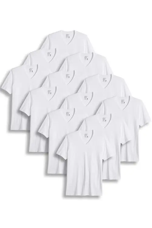 JOCKEY 100% Cotton Classic V-neck Undershirt12 Pack - White
