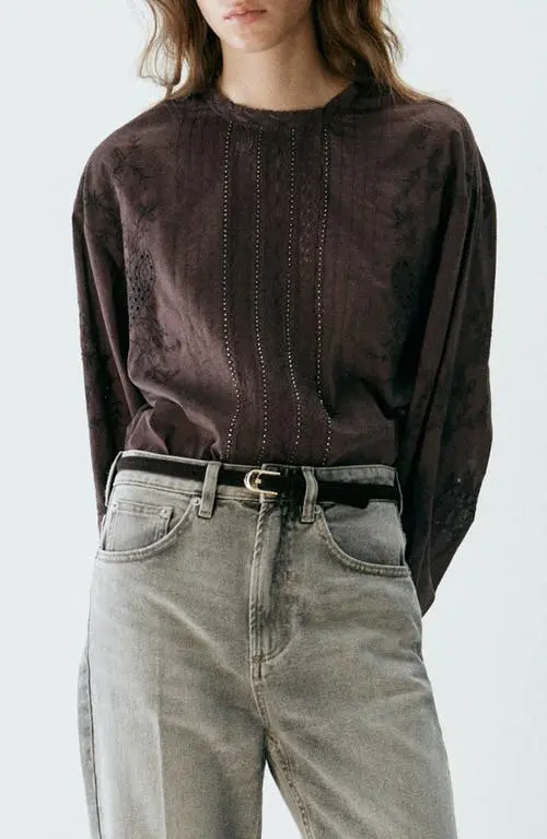 Mango Crystal Embroidered Long Sleeve Shirt