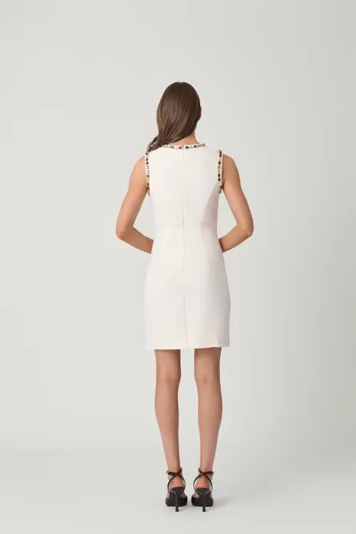 Shoshanna Gemstone Embellished Crepe Rosie Dress
