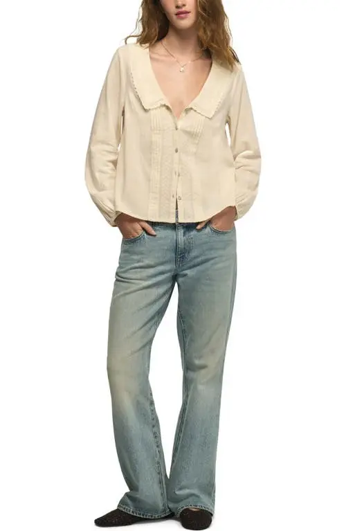 Lucky Brand Embroidered Pintuck Collar Shirt