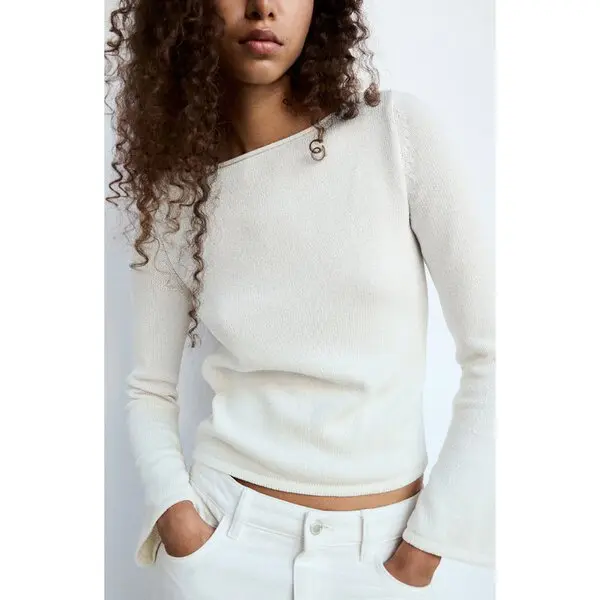 Mango Boat Neck Sweater - Ecru