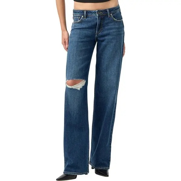 SILVER JEANS CO. Loose & Low Distressed Baggy Fit Jeans - Islington
