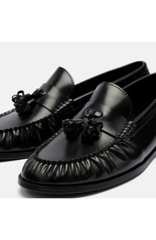 MARC NOLAN Morgan Leather Tassel Loafer - Black