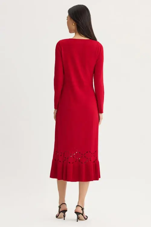 Ming Wang A-line Flounce Hem Soft Knit Maxi Dress