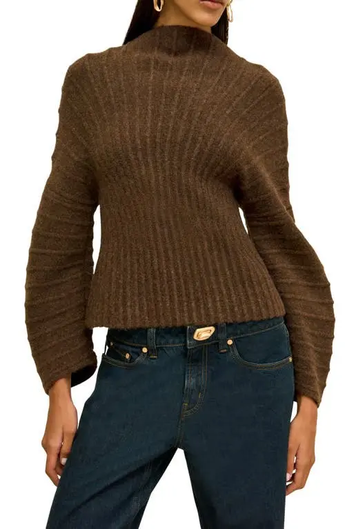 Cult Gaia Araki Ribbed Mock Neck Top - Sparrow