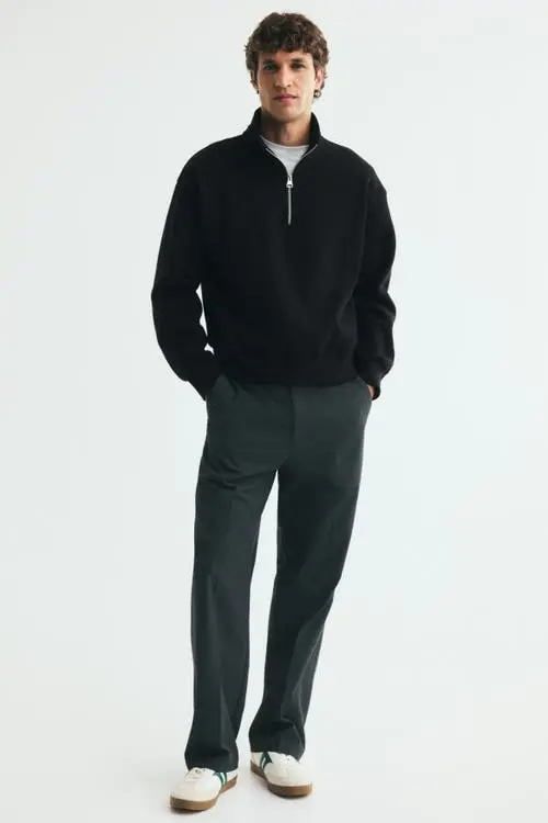 H&M Relaxed-fit Half-zip Sweatshirt - Black