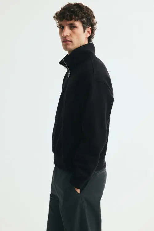 H&M Relaxed-fit Half-zip Sweatshirt - Black