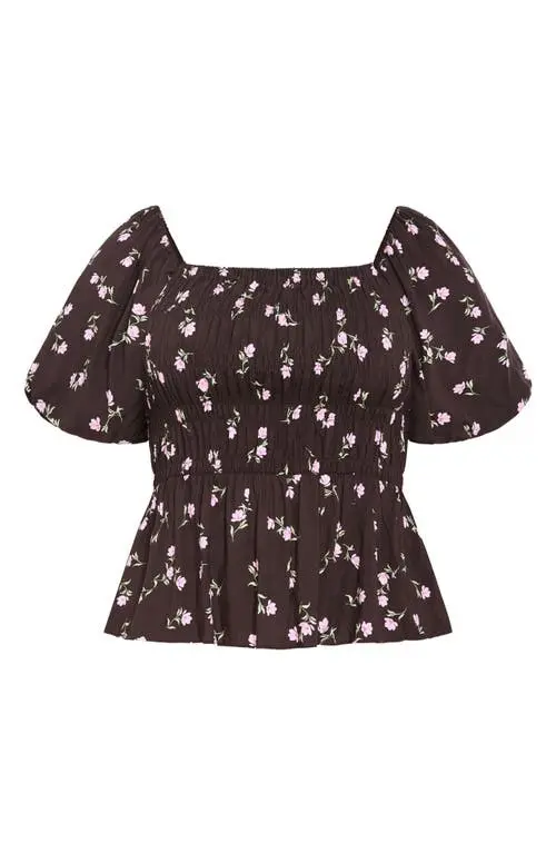 City Chic Aire Field Print Peplum Top