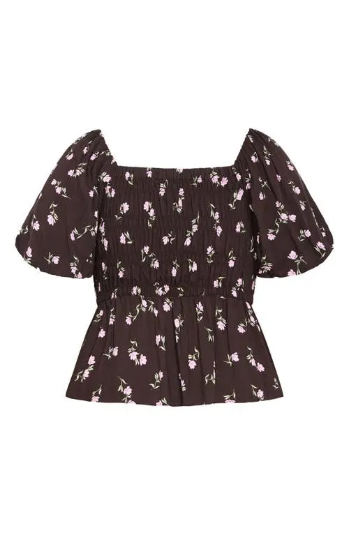 City Chic Aire Field Print Peplum Top