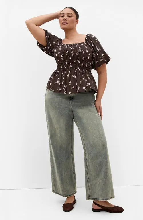 City Chic Aire Field Print Peplum Top
