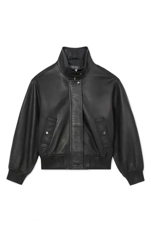 REISS Cara Leather Bomber Jacket