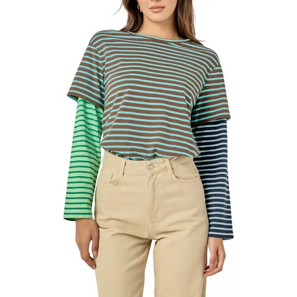 English Factory Layered Striped Crewneck Top