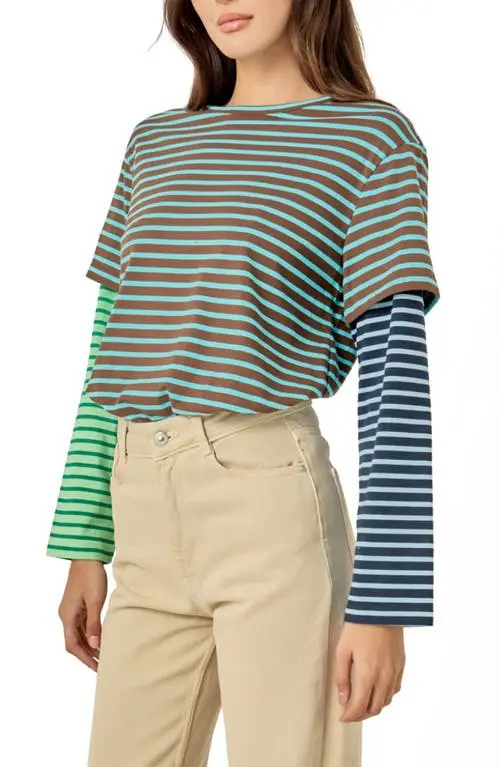 English Factory Layered Striped Crewneck Top