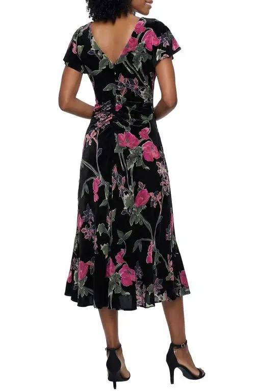 SL FASHIONS Burnout Velvet Midi Dress