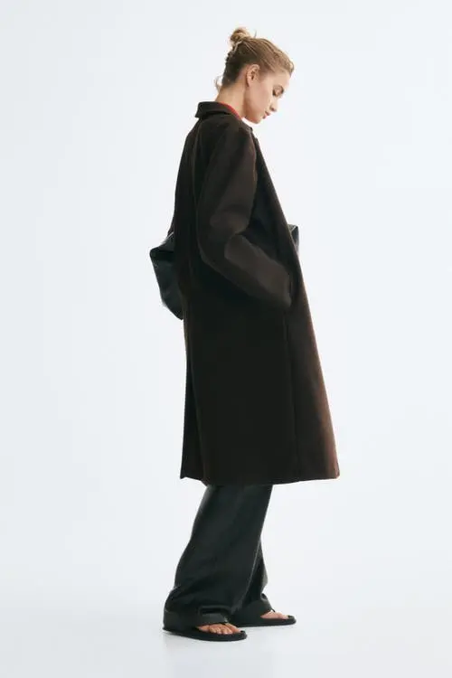 H&M Single-breasted Coat - Dark Brown
