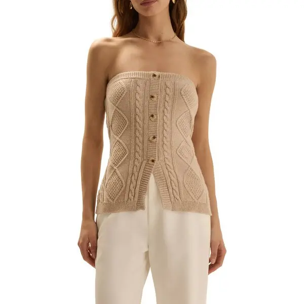 FAVORITE DAUGHTER The Layla Cable Knit Bustier - Cream