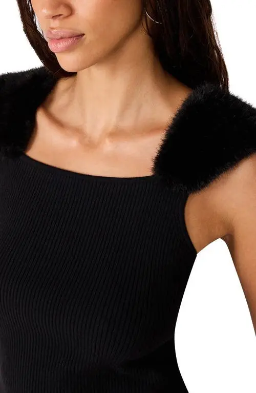 Steve Madden Madelyn Faux Fur Trim Sweater Top
