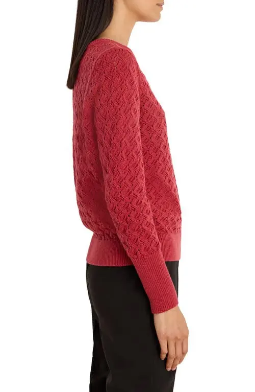 NIC+ZOE Sterling Shimmer Pointelle Stitch Sweater - Red Maple