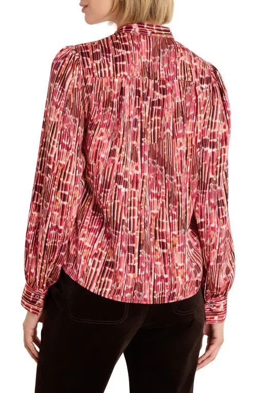 NIC+ZOE Print Origami Pleat Button-up Shirt