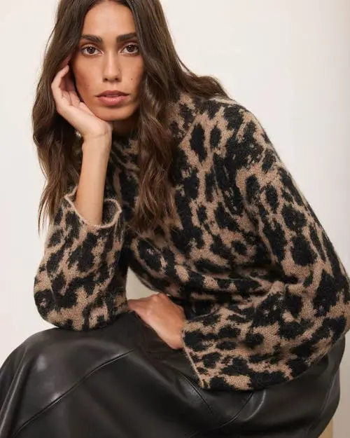Mint Velvet Fuzzy Textured Mock Neck Knit Jumper