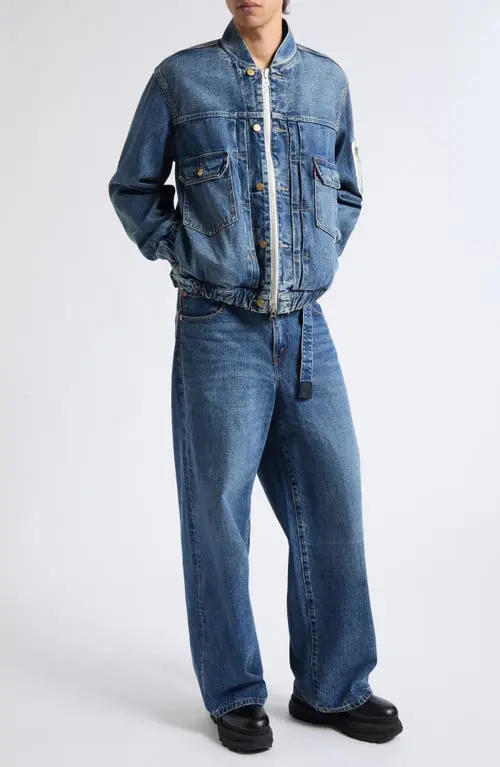 Sacai Gender Inclusive Wide Leg Belted Jeans - Blue