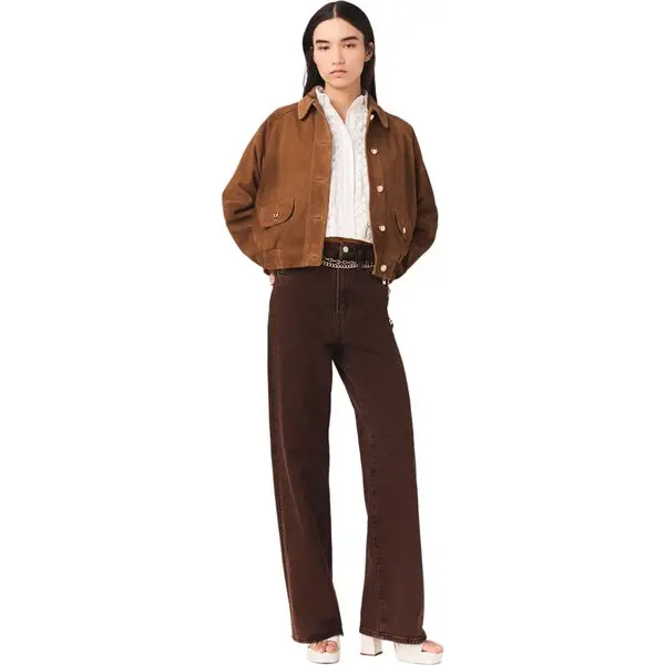 Maje Bootcut Jeans With Chain - Brown