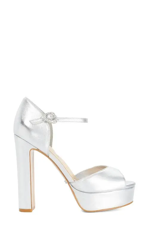 Dune London Myans Faux Leather Platform Sandal - Silver