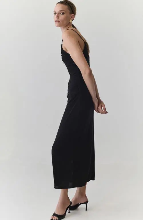 Mango Ruched Sleeveless Maxi Dress