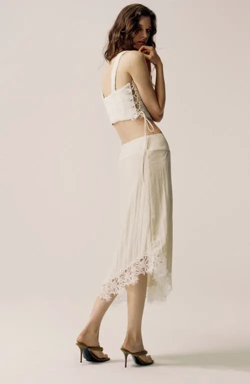 Mango Lace Detail Asymmetric Skirt