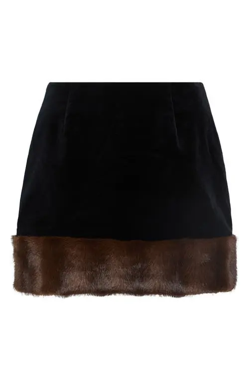 TANNER FLETCHER Tessie Faux Fur Trim Miniskirt