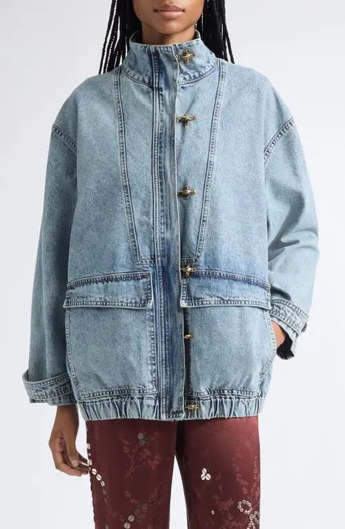 SIEDRES Polca Oversize Cotton Denim Jacket - Blue