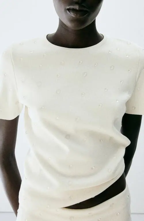 Mango Beaded Short Sleeve Sweater