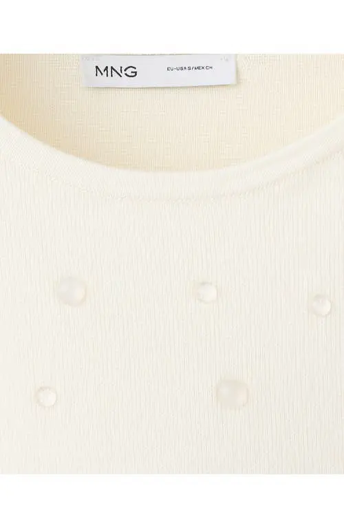 Mango Beaded Short Sleeve Sweater
