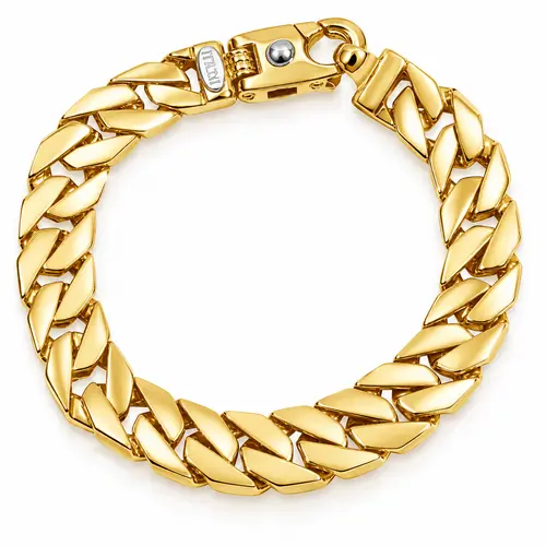 BLISS DIAMOND Braccio 33 Gram Curb Link Solid Bracelet " - Silver