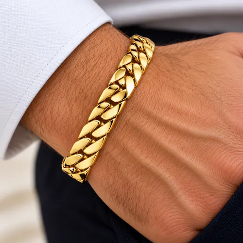 BLISS DIAMOND Braccio 33 Gram Curb Link Solid Bracelet "