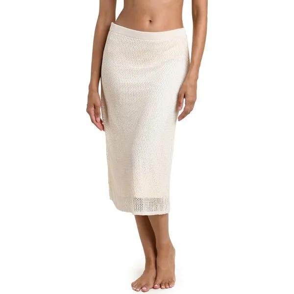 La Blanca Salted Stitch Midi Cover-up Skirt - Champagne