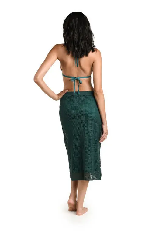 La Blanca Salted Stitch Midi Cover-up Skirt - Jungle