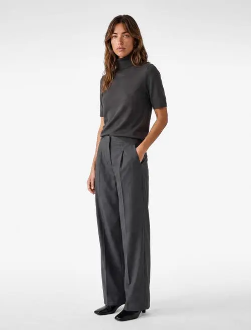 Koton Viscose Blend Short Sleeve Turtleneck Knit Sweater - Anthracite