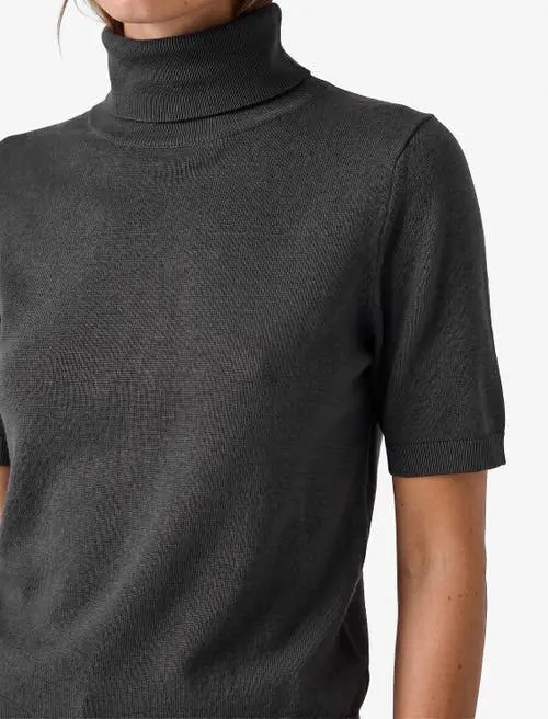 Koton Viscose Blend Short Sleeve Turtleneck Knit Sweater - Anthracite