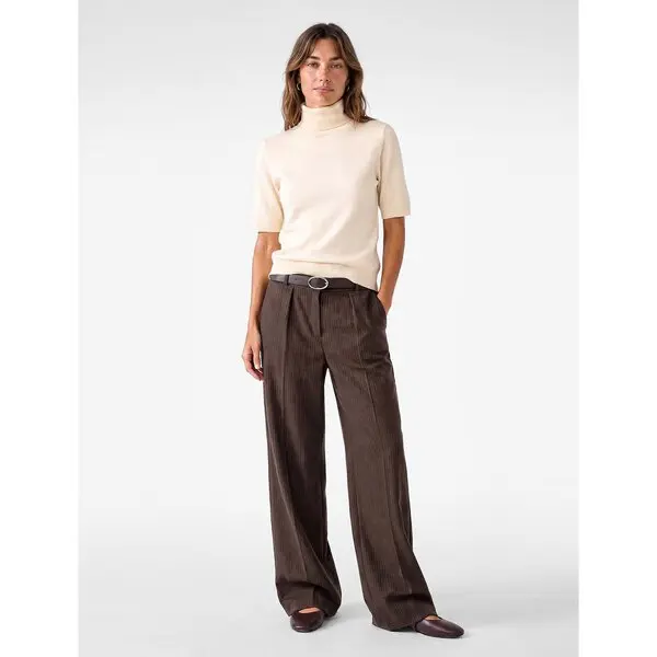 Koton Viscose Blend Short Sleeve Turtleneck Knit Sweater - Cream