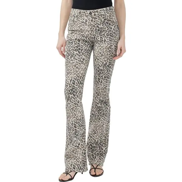 SILVER JEANS CO. Avery Leopard Print Curvy High Waist Bootcut Jeans - Tan Leopard